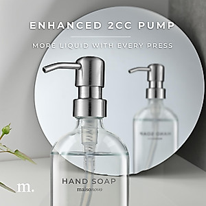 MaisoNovo Soap Dispenser 1-Piece Set | 16.9oz Clear Bottles with Silver Stainless Steel Pump