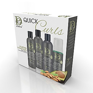 Design Essentials Natural Almond & Avocado Quick Curls Box Exclusive, All-In-One Wash Day Routine, for Super Moisturized, Frizz-Free, Defined Curls - Women, Men, and Kids,4pc set