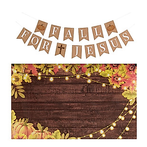 Funnytree Fall for Jesus Decor Props Kit - a 5.9 x 3.6 FT Backdrop/Cards/Ribbon - Party Supply Set for Photo Booth Background