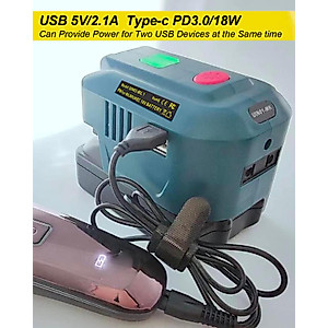 200W Power Inverter Generator Fit for Makita 18V Lithium Battery, DC 18V to AC 110V-120V Portable Power Station with Dual USB Outlet and AC Outlet and 200LM LED Light Battery Inverter