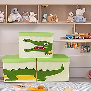 ASKETAM Kid Large Toy Box for Boy and Girl Cute Toddler Toy Storage Bin with Lid Baby Toy Chest Room Decor Organizer Basket (crocodile)