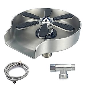 Icelily Glass Rinser for Kitchen Sink, Bottle Washer, Bar Glass Washer, Cup Cleaner Rinser, Faucet Glass Rinser, Kitchen Sink Accessories, Stainless Steel Brushed Nickel