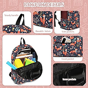 Qlonrewt Cute Lightweight Backpack for Boys Girls Durable Bookbag Laptop Daypack with Pockets for School Work Activities Travel (Fox Salmon)