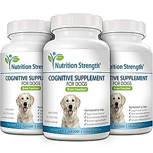 Nutrition Strength Cognitive Support for Dogs, Promotes Dog Brain Health, Mental Support for Old Dogs, Supplement for Dogs with Cognitive Difficulties, 120 Chewable Tablets