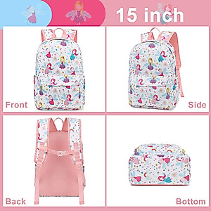 LOIDOU Kids Backpack Girls Preschool Kindergarten Elementary Backpacks with Lunch Box Kids Fairy School Bags BookBag Set