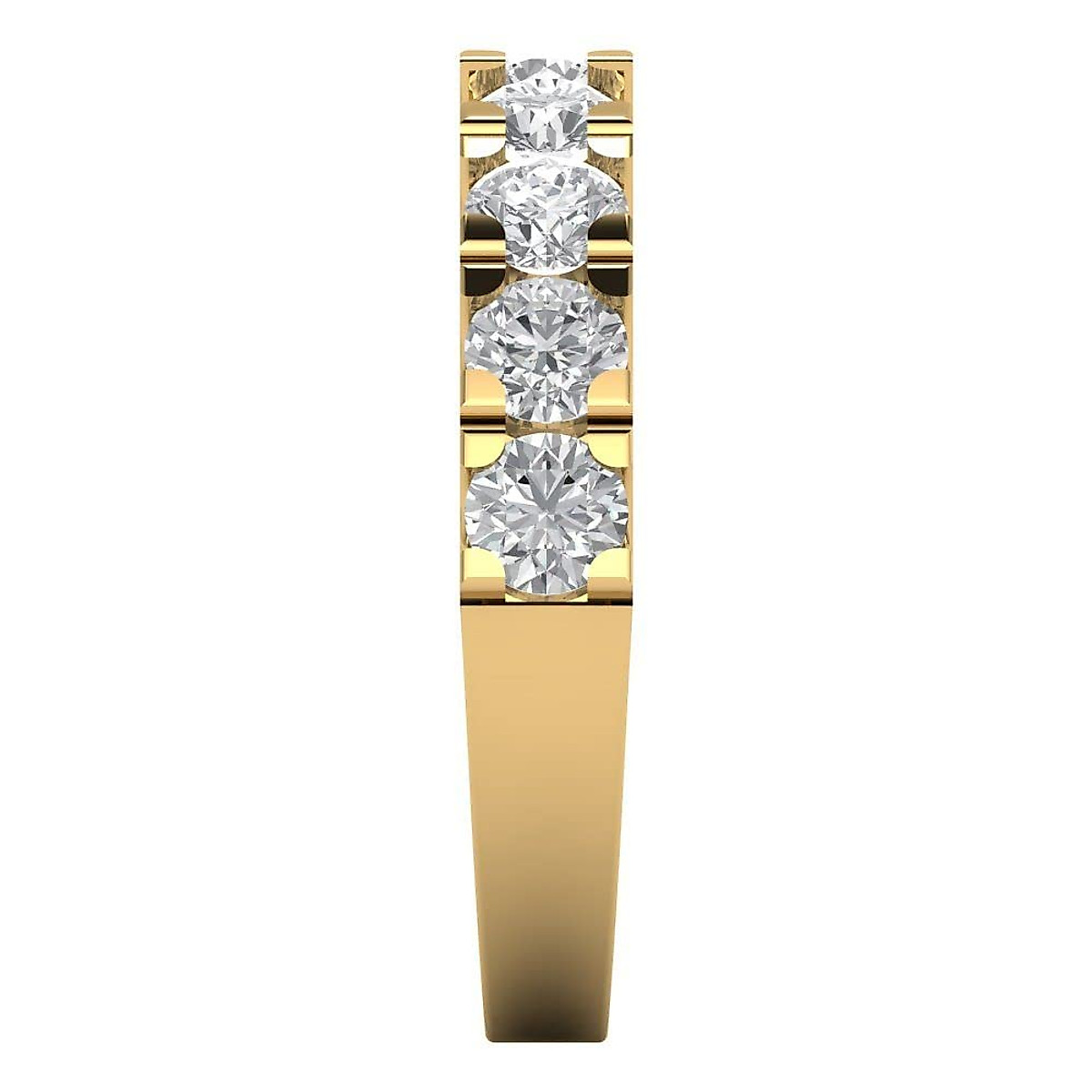 1.44 ct Round Cut Clear Simulated Diamond 14k Yellow Gold Stackable Wedding Engagement Designer Anniversary Ring Band Sz 7.5