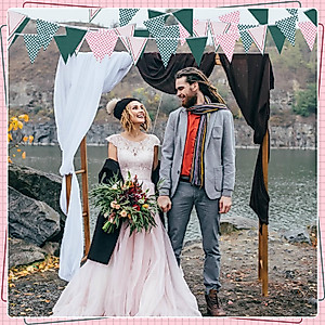 VitalCozy Camp Bachelorette Decorations 32 Ft Camp Bride Triangle Banner Camp Gingham Decoration Plaid Garland Bunting Pre Strung for Bridal Shower Bridesmaid Party Bachelorette Favor Supplies