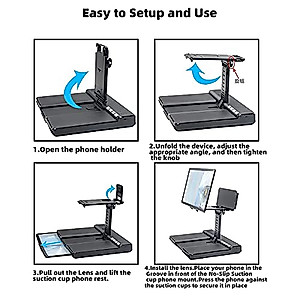 Curved Screen Mobile Phone Magnifier with Bluetooth Speaker,and Telescopic Stand.HD Phone Screen Amplifier, Phone /Tablet/iPad Stand for Movies, Videos, Listen Songs, Enlarged Screen display-14Inch