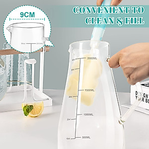 HIHUOS Glass Pitcher with Lid : 68oz Water Pitcher with Precise Scale Line, Easy Clean Heat Resistant Iced Tea Pitcher, Borosilicate Glass Carafe for Juice, Milk, Beverages, Mimosa Bar