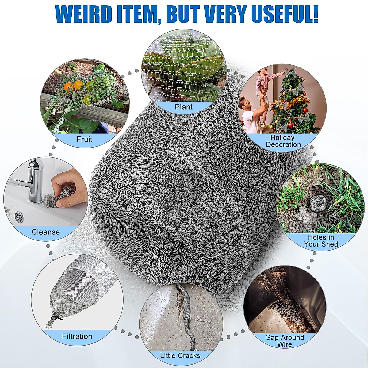 Valchoose Upgraded 5” X 50 Ft Wire Mesh Hole Fill Fabric, Stainless Steel Gap Blocker Easy to Work with, Flexible Stretchy Hardware Cloth Fabric DIY Kit, Perfect Filler