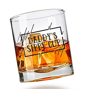 Daddy’s Sippy Cup Whiskey Glass - Funny New Dad Gifts for First Time Parents - Unique Christmas, Fathers Day, or Birthday Gift for Expecting Father - 11oz Premium Scotch Glass