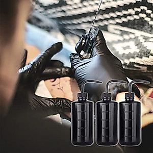 UPTATSUPPLY 3 PCS Tattoo Bottle Squeeze Wash Bottle Convenient Green Soap Supply Wash Tattoo Accessories (250ml Black)