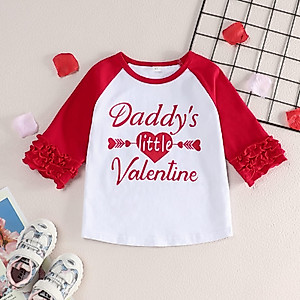 Valentines Tees Baby Boys T-Shirt Mommy's Little Valentine Print 3/4 Long Sleeve Valentines Toddler Tops Grey