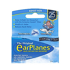 Original Adult EarPlanes by Cirrus Healthcare Earplugs Airplane Travel Ear Protection (1 Pair)