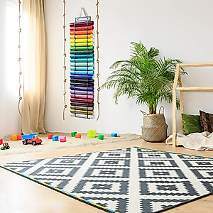 Vinyl Roll Holder - 48 Compartments Vinyl Storage Organizer Pockets Storage, Wall Mount Over The Door Vinyl Roll Storage Rack Vinyl Carrying Holder Bag Gift Wrap Organizer for Craft