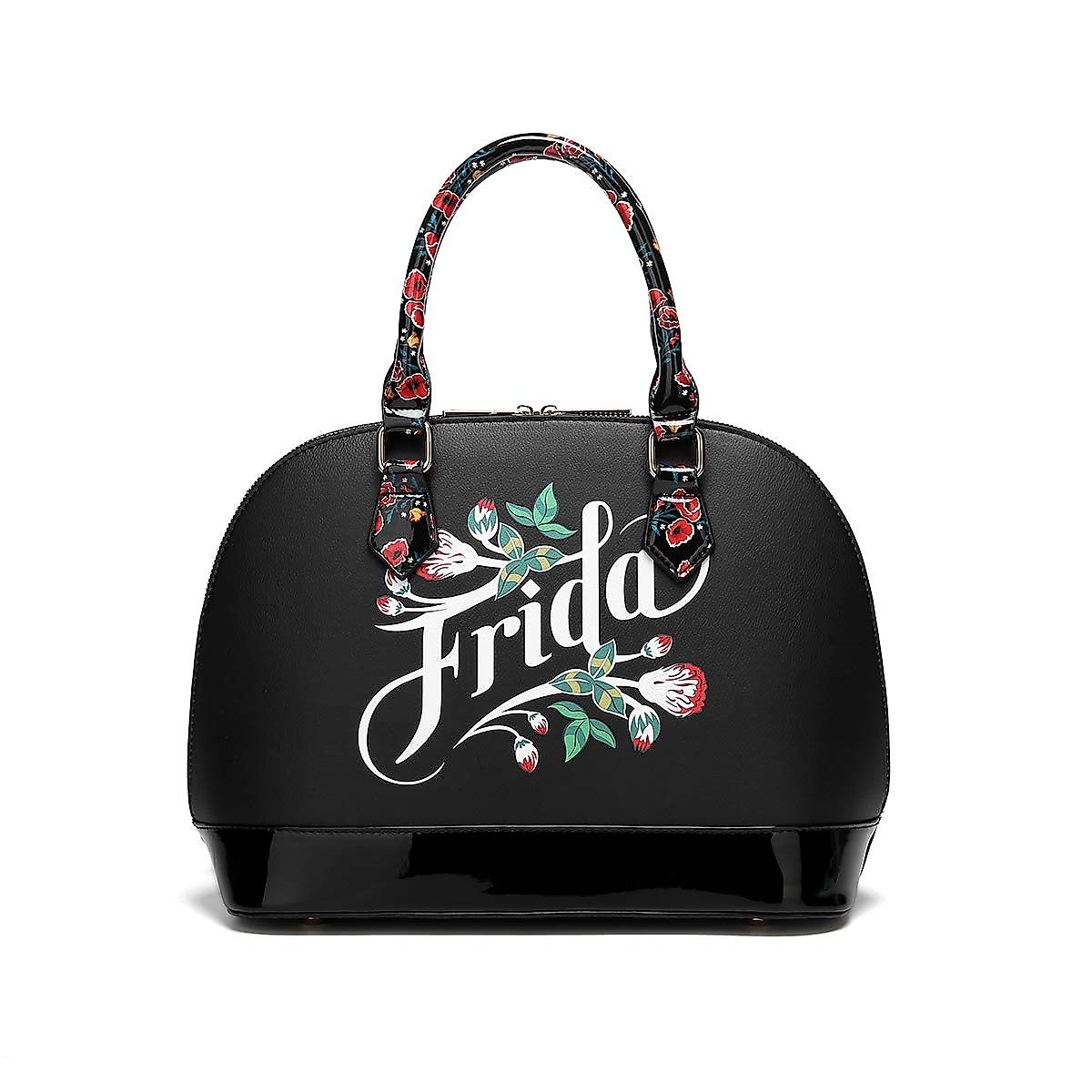 Frida Kahlo Licensed Flower Collection Handbag (Black)