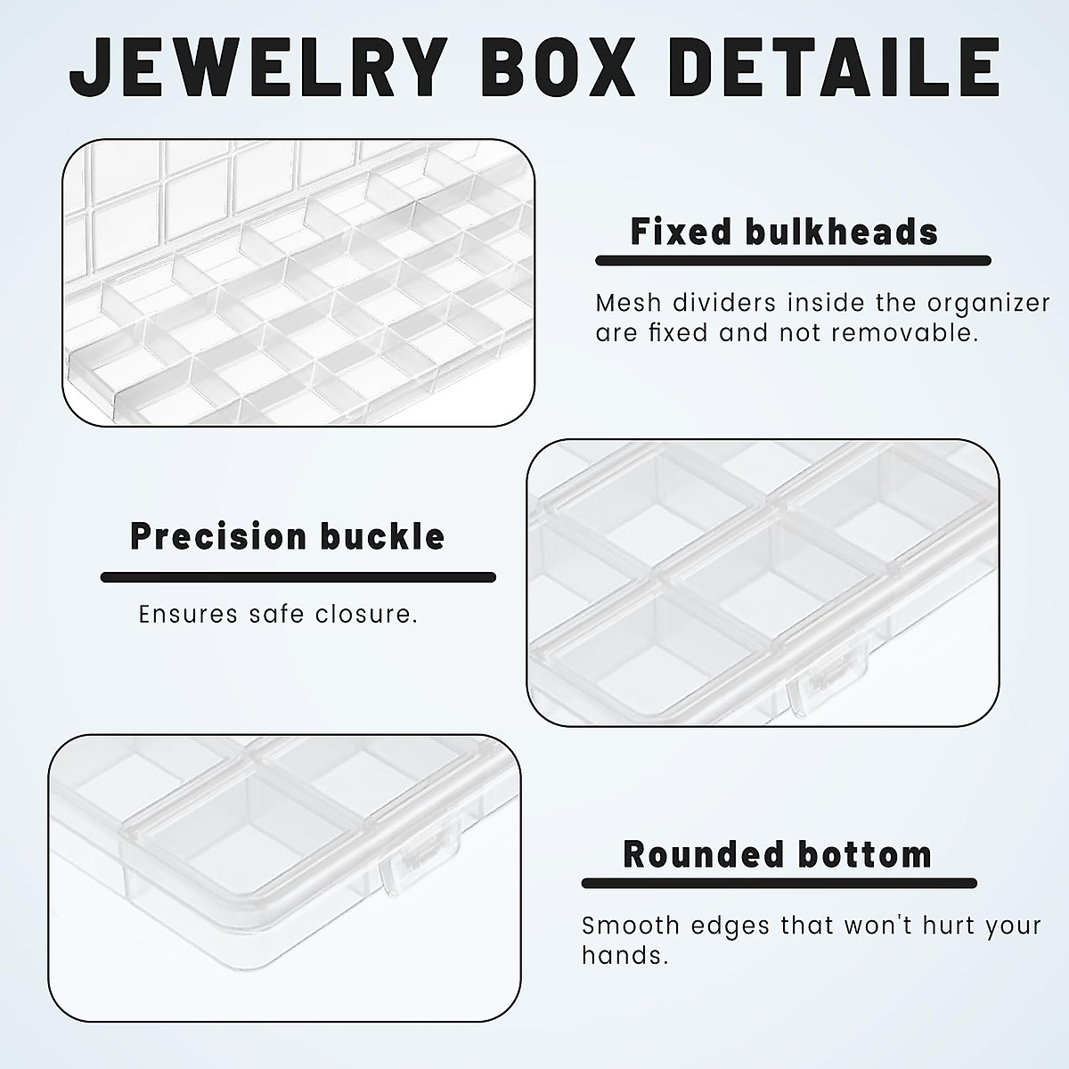 Realand 4Pcs 28 Grids Bead Organizer Box, Craft Organizers and Storage, Clear Bead Storage Containers with Fixed Dividers for Fishing Tackle Jewelry Screw Small Parts
