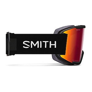 SMITH Squad Goggles with ChromaPop Lens – Performance Snowsports Goggles with Replaceable Lens for Skiing & Snowboarding – for Men & Women – Black + ChromaPop Sun Red Mirror Lens