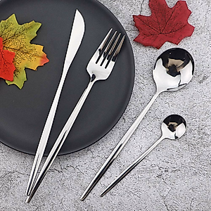 JASHII 24 Pieces Silverware Flatware Cutlery Set, Stainless Steel Tableware Silverware-Service for 6 Dishwasher Safe Full Set Flatware Durable (Silver)