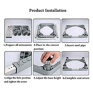 Washing Machine Base Refrigerator Stand Universal Mobile Base Multi-Functional Size Adjustable Base With 4 Strong Feet for Washer Dryer and Washing Machine Dolly (4 feet)