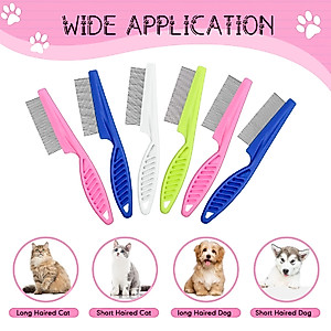 10 Pcs Flea Comb for Dogs and Cats Flea Remover Tool with Stainless Steel Metal Teeth for Detangling Grooming Kit, Pink, Blue, White and Green, 2 Sizes