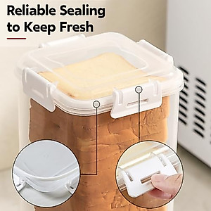 AOZITA Bread Box with Airtight Lid, Bread Storage Container, Bread Loaf Storage Dispenser, Plastic Sandwich Bread Keeper, White Lid, 1 Pack