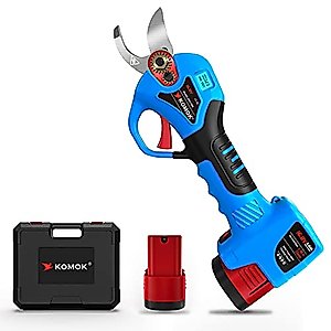 KOMOK Cordless Electric Pruning Shears, 2 Rechargeable Battery Powered Pruners Fruit Tree Branches Cutter with LED, 16.8V 25mm/1" Cutting Diameter, 6-8 Working Hours Good for Arthritis Hand