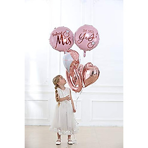 32 inch Diamond Ring Foil Balloon 22inch Rose Gold She Said Yes Balloon Future Mrs Foil Balloons Rose Gold Heart shape Foil Balloon Great for Bridal Shower Bride to be Party Wedding Engagement Decoration (5pcs)