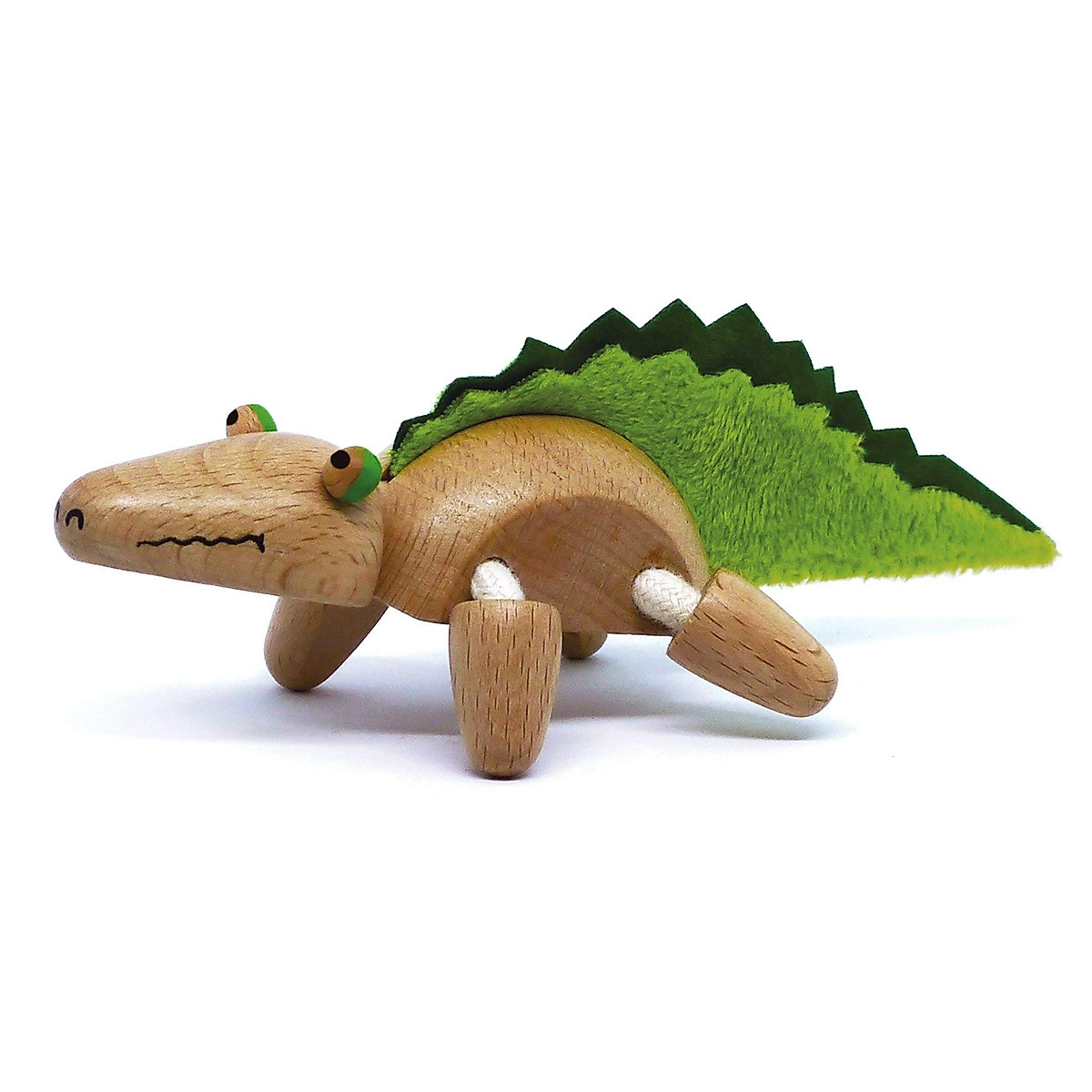 Anamalz Crocodile Wooden Animal Toy for Toddlers, Fun and Posable Crocodile for Early Learning, Montessori, and STEM, Smooth Natural Wood, Boys and Girls
