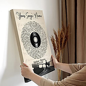 H-DEWALL Customized Song Lyrics Canvas Framed Gifts For Boyfriend Perfect Song Chords Couple One Year Anniversary Personalized Music Poster Couples Gifts For Him Image Photo For The Home (Gifts For Husbands)