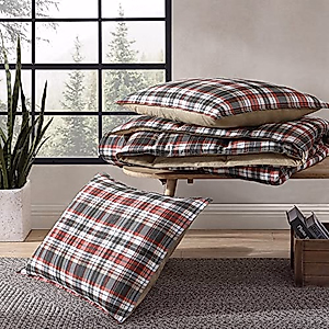 Eddie Bauer - King Comforter Set, Reversible Plaid Alt Down Bedding with Matching Shams, Home Decor for Colder Months (Astoria Red, King)