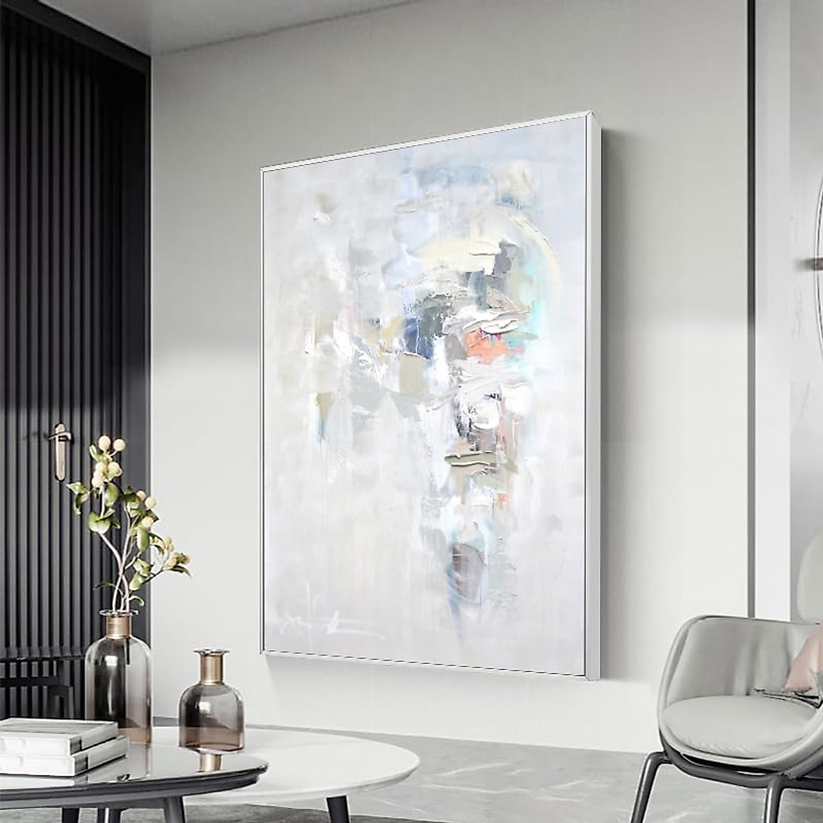 Oil Painting Modern Handmade Palette Knife Classical Flowers Oil Painting Wall Decorative No Frame Textured Canvas Wall Art Home,31inx47in,No Frame