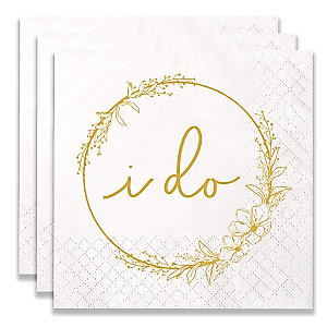100 Pack of I Do Disposable Paper Napkins for Wedding Party Engagement Bridal Shower Party Table Decorations