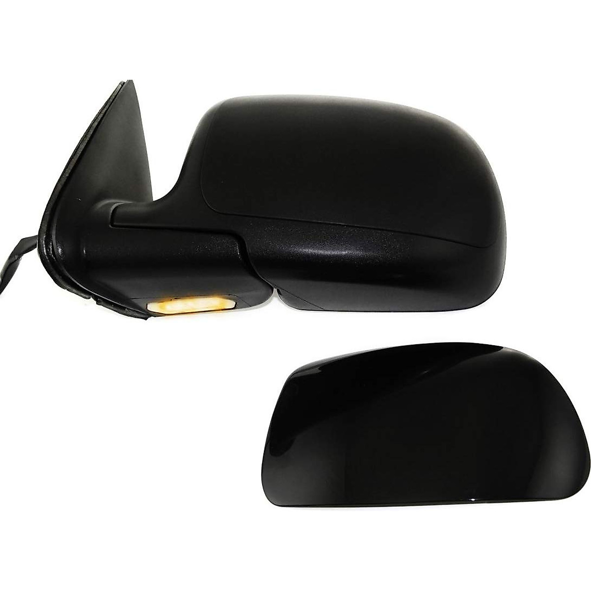 Kool Vue Left Power Heated Mirror Compatible With Chevrolet Silverado 1500 2003-2006 Manual Fold With Signal Light & Puddle Lamp; Without Blind Spot, Memory & Auto-Dimming with 2 Caps Extended Cab