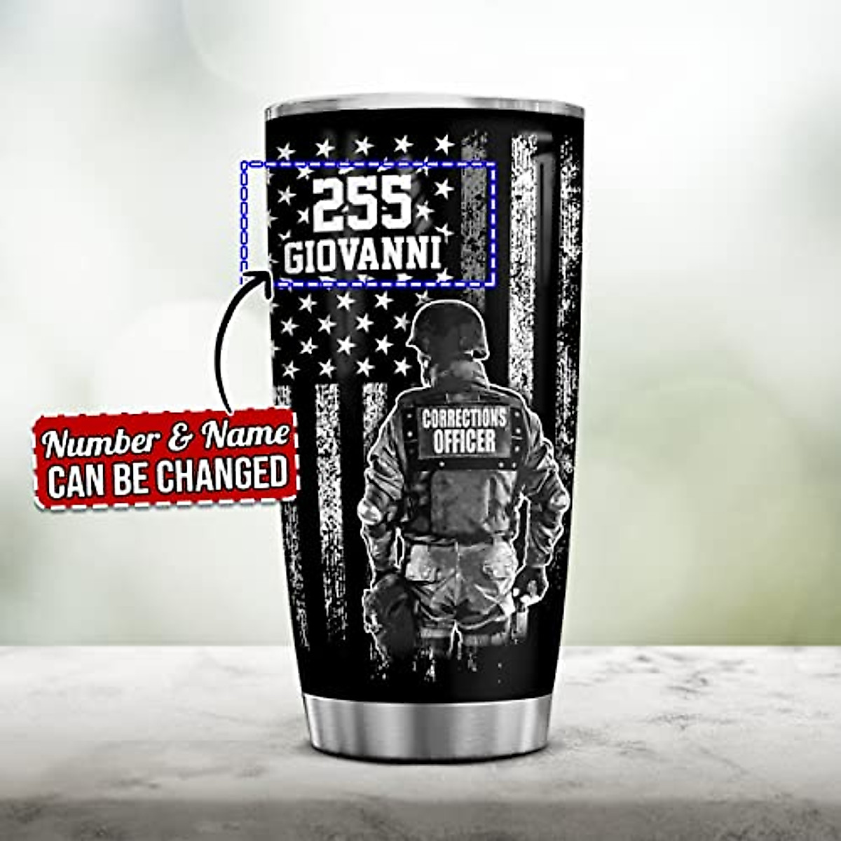 Wassmin Personalized Correctional Officer Gifts For Men Correction American Flag Tumbler 20oz 30oz Insulated Coffee Travel Mug Cup