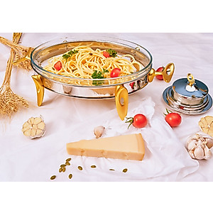 Rigeli Regent O2 Stainless Steel 3 Lt. Oval Warmer with Stainless Steel Cover, Chafing Dish, Buffet Servers, Gold, Silver