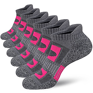 APTYID Women's Ankle Socks Athletic Cushioned Running, Size 6-9, Dark Grey, 6 Pairs