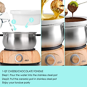 Artestia Electric Fondue Pot Set for Melting Chocolate Cheese, 1500W Cheese Fondue Pot Sets with Temperature Control for Meat Fondue Party, 8 Colored Fondue Forks