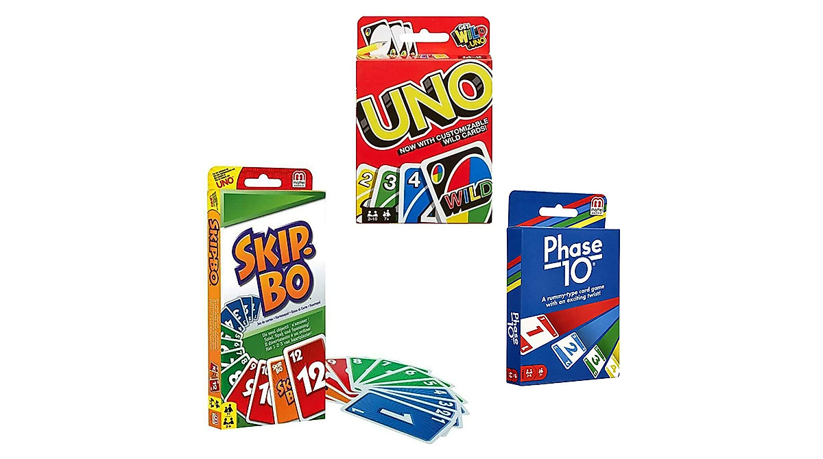Mattel Card Games: Skip-Bo, Uno & Phase 10 Set for Family Fun