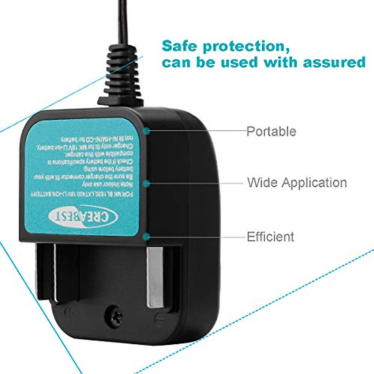 Creabest New Li-ion Battery Charger for Makita 18V Battery BL1830 BL1815 194205-3 LXT400 BL1850 BL1840 BL1860 (NOT for Ni-MH/Ni-Cd Battery)