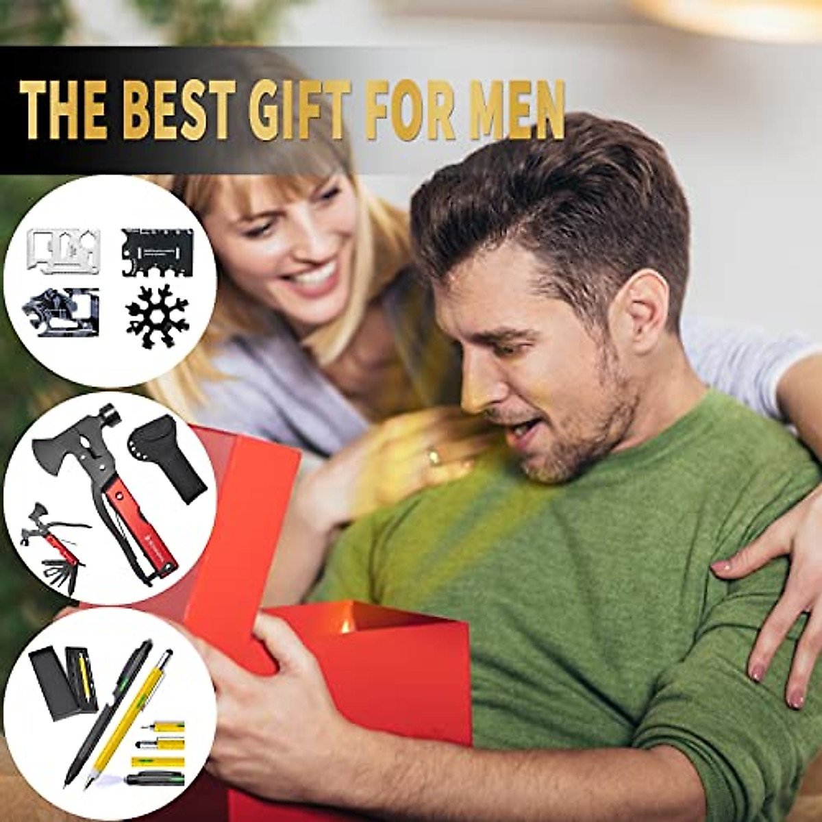 BCHARYA 7 Piece Multitool Set, 9-In-1 Multitool Pen Set, 16-in-1 Axe Multitool and Wallet Multi-Tool, Cool Gadgets Stocking Stuffers Gifts for Men, Portable Pocket Tools for Outdoors, Home Improvement