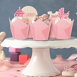 200 Pcs Tulip Cupcake Liner for Baking Pink and Blue Cupcake Liner Tulip Baking Cups Greaseproof Paper Cupcake Wrappers Baby Shower Muffin Liner for Team Girl Boy Gender Reveal Party Supplies