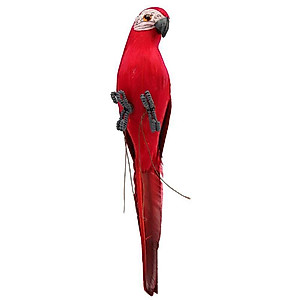 LWINGFLYER Artificial Parrot Life Size Artificial Simulation Foam Feather Parrot Macaw Bird for Costume Shoulder Ornament Modern Home Garden Party Decoration (9.8inch/25cm, Red)