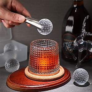 Funtery 12 Pieces Golf Ball Whiskey Chillers Glass Whiskey Rocks Gift Set for Men Reusable Whiskey Rocks Chilling Rocks with Plastic Box and Tongs for Cocktail Wine Husband Dad Boyfriend Brother Bar