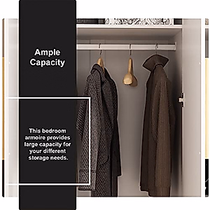 FAMAPY 3 Doors Wardrobe with Shelevs, Armoire Wardrobe Closet with Hanging Rod, Wooden Handles, Armoire Closet for Bedroom White (47.2”W x 18.9”D x 70”H)