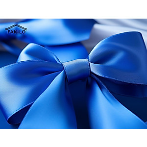 FAKILO Blue Satin Ribbon, 4 Inch Wide Double Faced Royal Blue Ribbon for Gift Wrapping Wedding Chair Pageant Sashes Craft Bow Making Christmas Party Decor Cutting Ceremony Kit Grand Opening -10 Yards