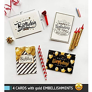Happy Birthday Cards Assortment - Bday Cards in Bulk - 5x7 Assorted Variety Box Set 40 Pack Unique Designs with Envelopes - Birthday Card for Men Women Kids - for Office - Greeting Message Inside