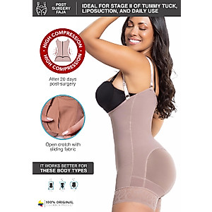 LT.ROSE Faja Tummy Tuck S111 Post Surgery Compression Garment for Women Faja Colombiana Cocoa L