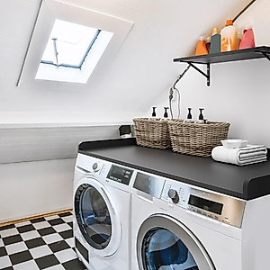 Kaboon Washer Dryer Countertop Only, Melamine Countertop with Edge Rails - 27.5" Depth x 54" Width Laundry Room Organization, Black