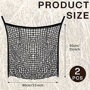 2 Pcs Slow Feed Hay Net Hay Feeder Hay Bags for Horses Goat Stall Trailer Horse Feeding Supplies (Black,35 x 31 Inch)